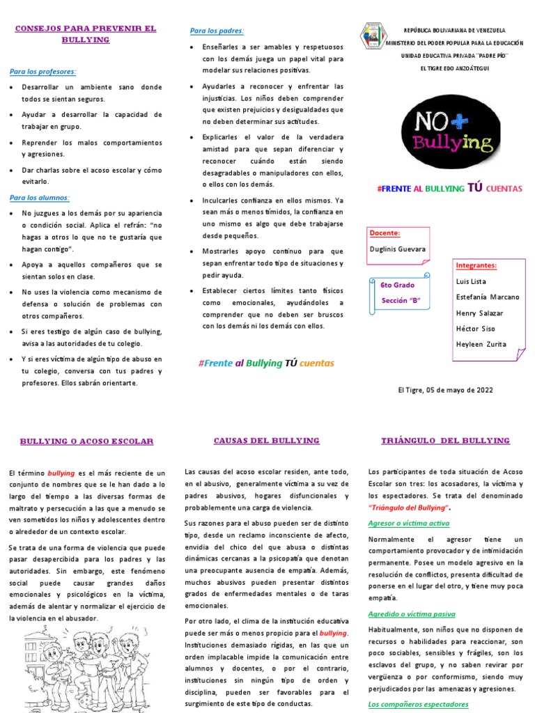 Tríptico Bullying | PDF | Abuso infantil | Agresión