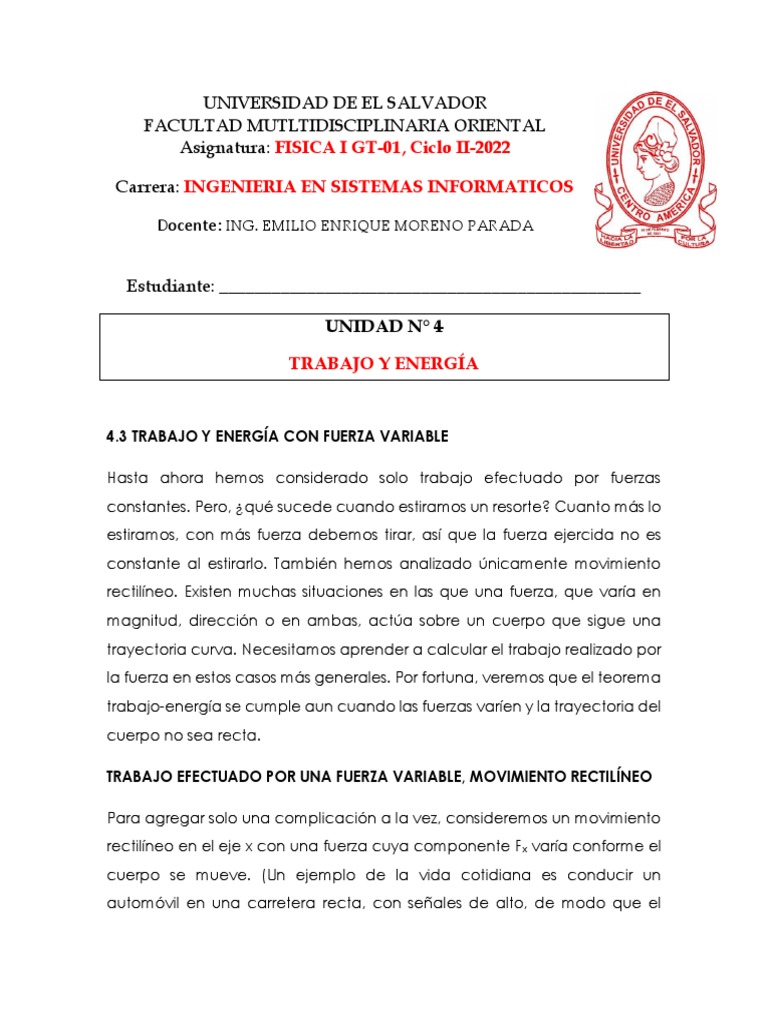 Conceptos fundamentales de trabajo, energía y potencia con fuerzas ...