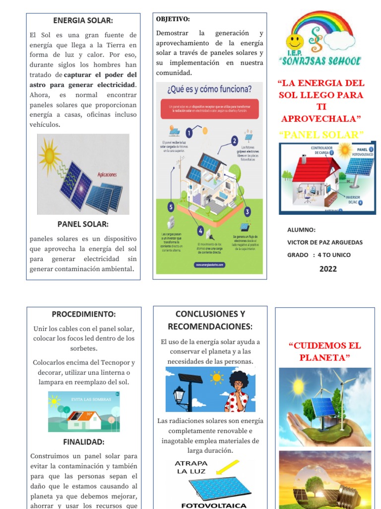Triptico Panel Solar | PDF | Energía solar | Panel solar