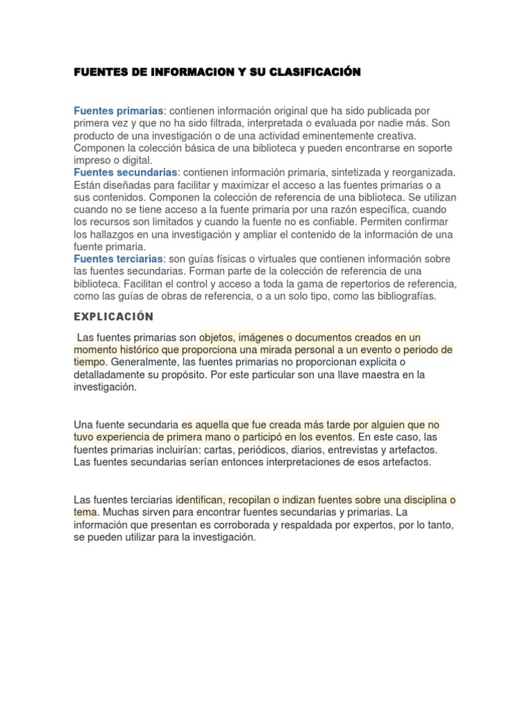 Clasificación de Fuentes de Información | PDF | Ciencias sociales