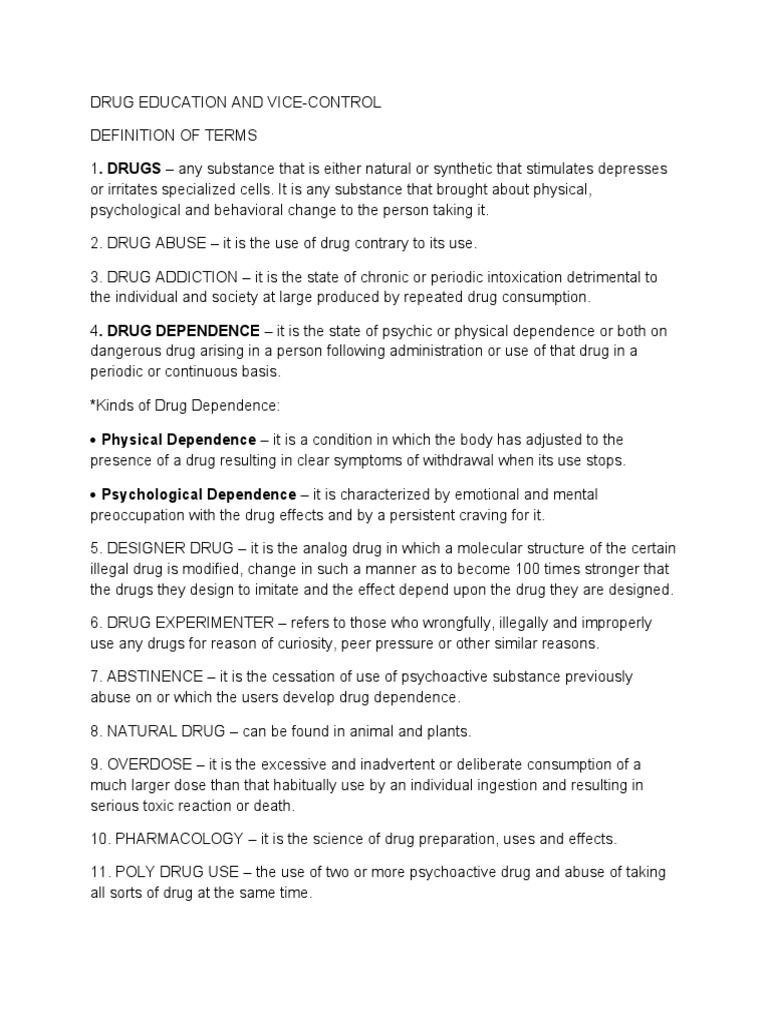 Drug Education and Vice | PDF | Substance Abuse | Drugs