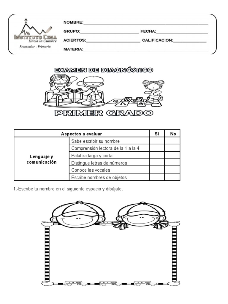 Examen de Diagnostico Primer Grado | PDF