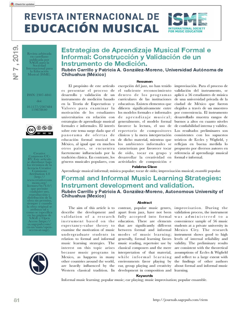 Estrategias de Aprendizaje Musical Formal e Informal | PDF ...