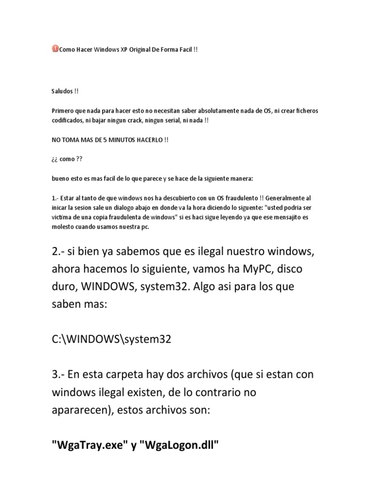 Como Hacer Windows XP Original de Forma Facil | PDF