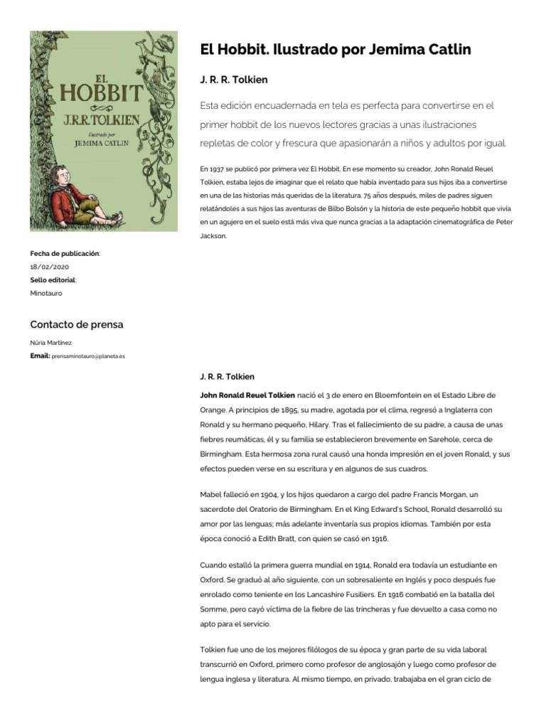 El Hobbit Ilustrado Por Jemima Catlin | PDF | J. R. R. Tolkien