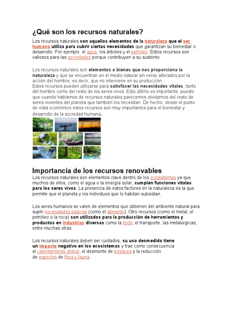 Recursos Naturales | PDF | Energía renovable | Naturaleza