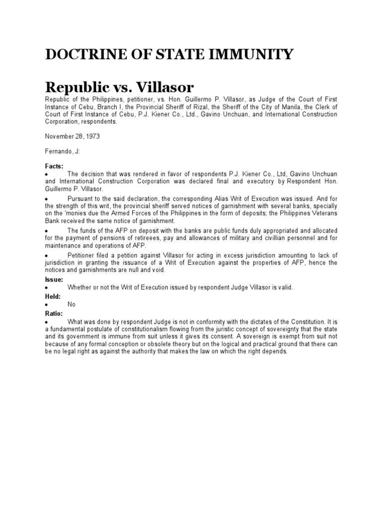 Doctrine of State Immunity Cases | PDF | Discovery (Law) | Lawsuit