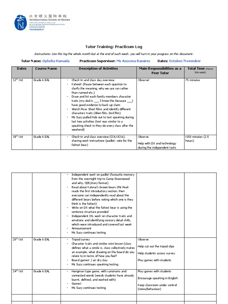 22-23 Classroom Log | PDF | English As A Second Or Foreign Language ...