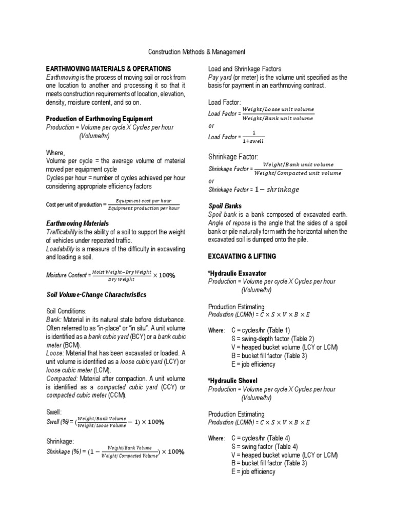 Ground Engineering Tables Other Notes | PDF | Loader (Equipment) | Truck