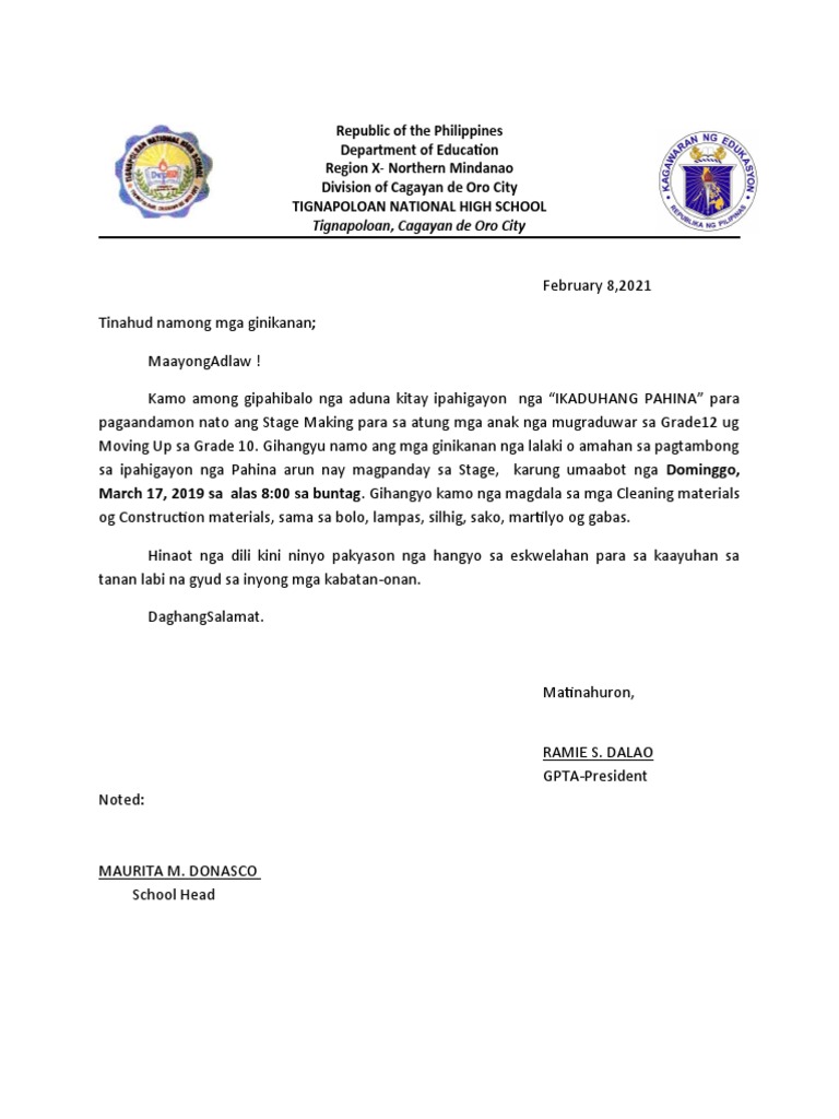 Pahina Pta Letter 2 | PDF