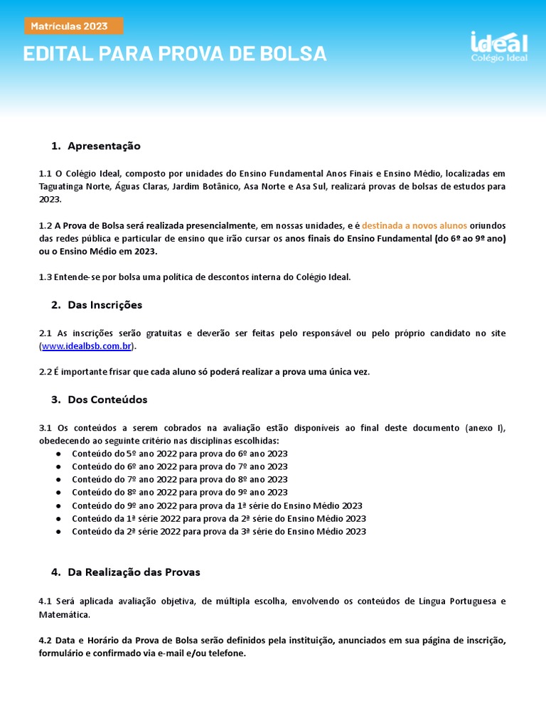 Edital IDEAL Prova de Bolsa 22 23 | PDF | Triângulo | Ângulo