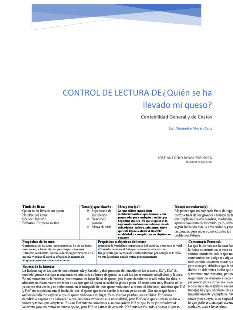 QUIÉN SE LLEVÓ MI QUESO RESUMEN | PDF