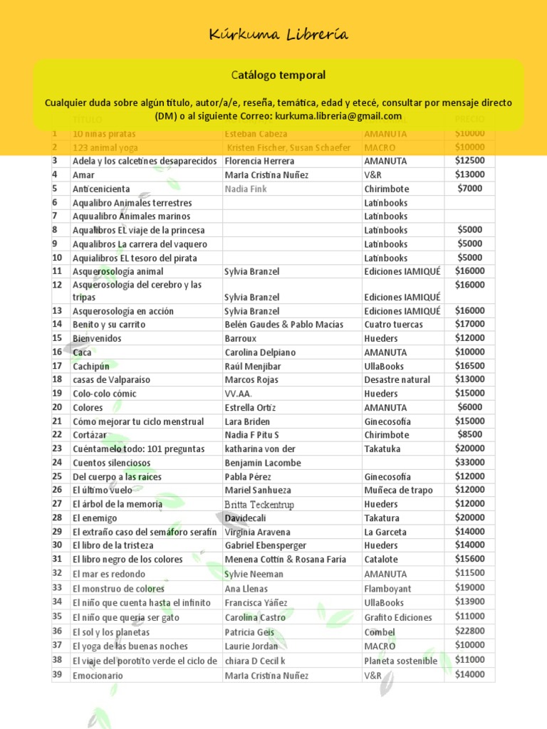 Catálogo Kúrkuma Librería 2020 | PDF