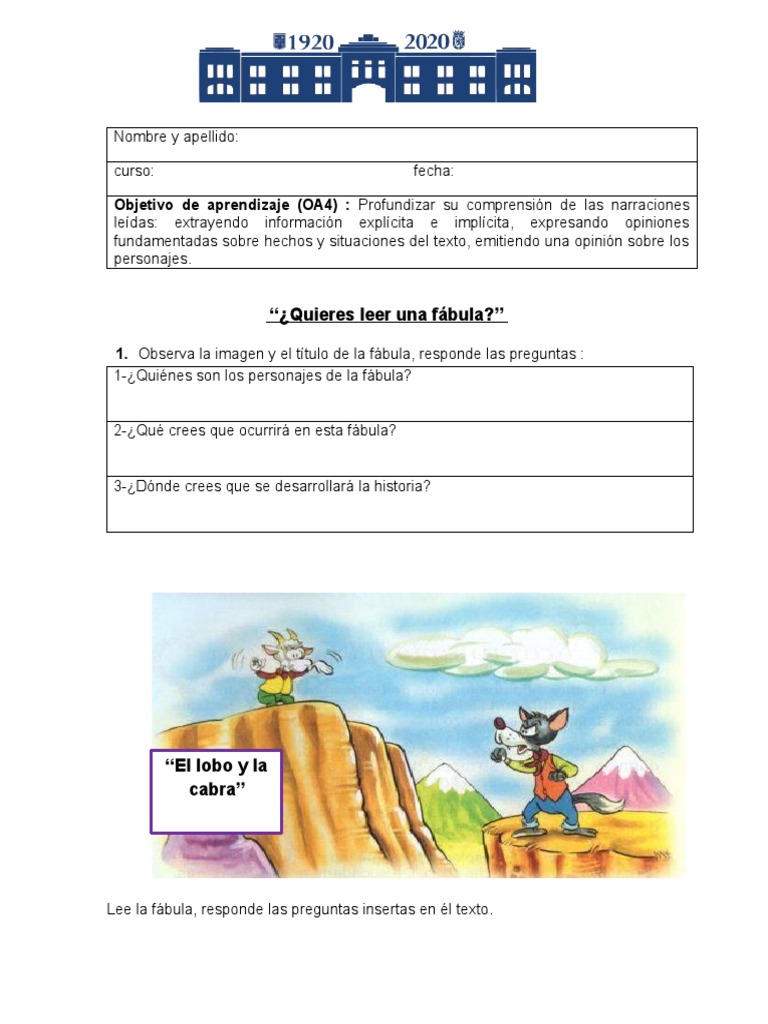 El Lobo y La Cabra | PDF | Fábula