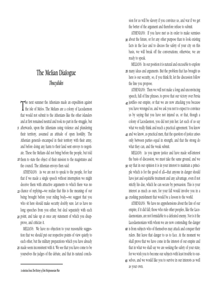 01 - Thucydides - Melian Dialogue - (Bridge Excerpt 1) | PDF