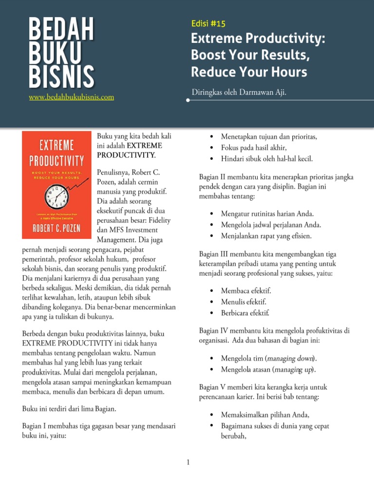 Edisi 15 Bedah Buku Bisnis Extreme Productivity Pozen | PDF
