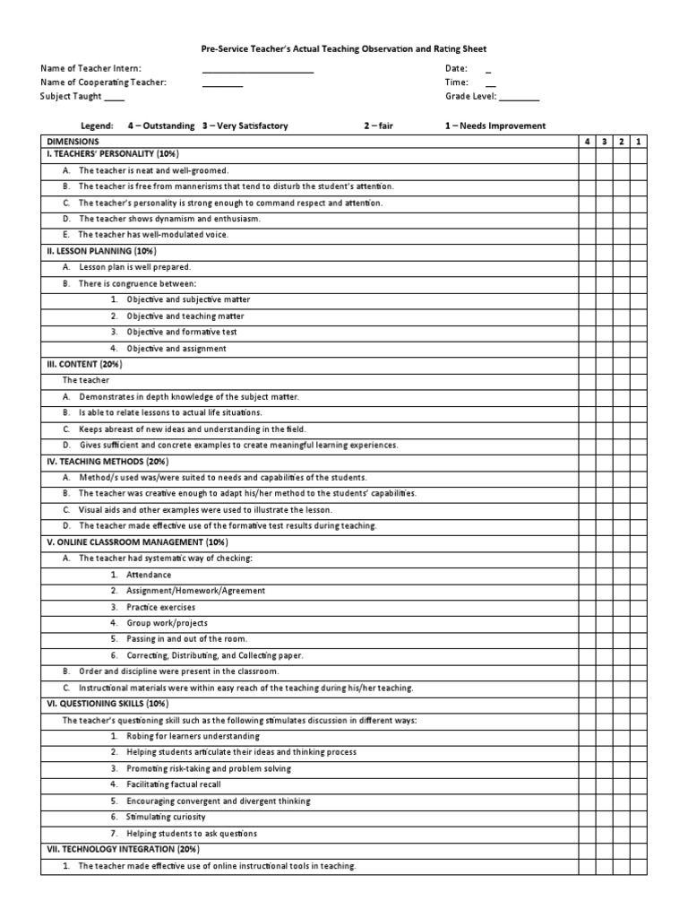 Observation Sheet | PDF | Teaching Method | Teachers