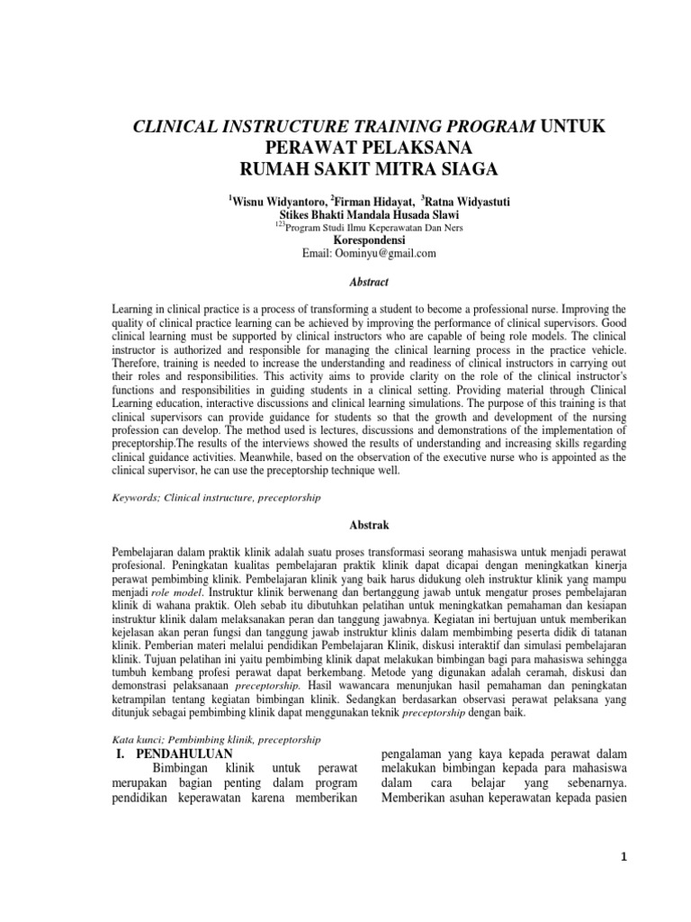 Artikel Pengabdian CLINICAL INSTRUCTURE Rs Mitra Siaga 2018 | PDF ... Artikel Pengabdian CLINICAL INSTRUCTURE Rs Mitra Siaga 2018 | PDF ...