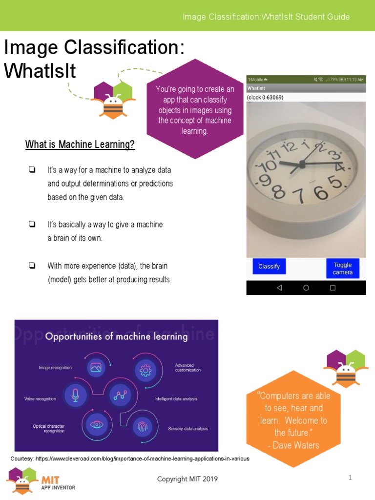 Image Classification WhatIsIt Student Guide | PDF | Statistical Classification | Mobile App