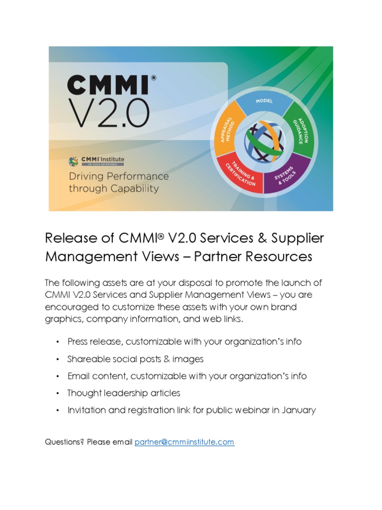 Partner Launch Kit For CMMI V2 0 SVC and SPM | PDF | Supply Chain ...
