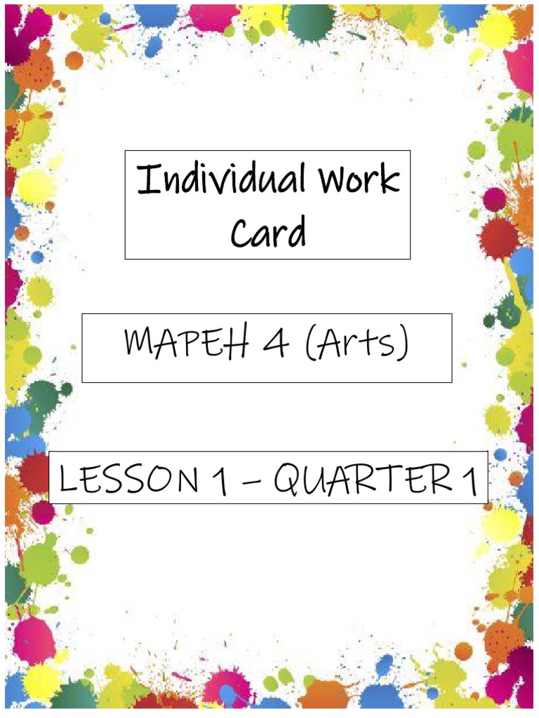 IWC MAPEH 4 (Arts) Lesson 1 | PDF | Career & Growth | Home & Garden