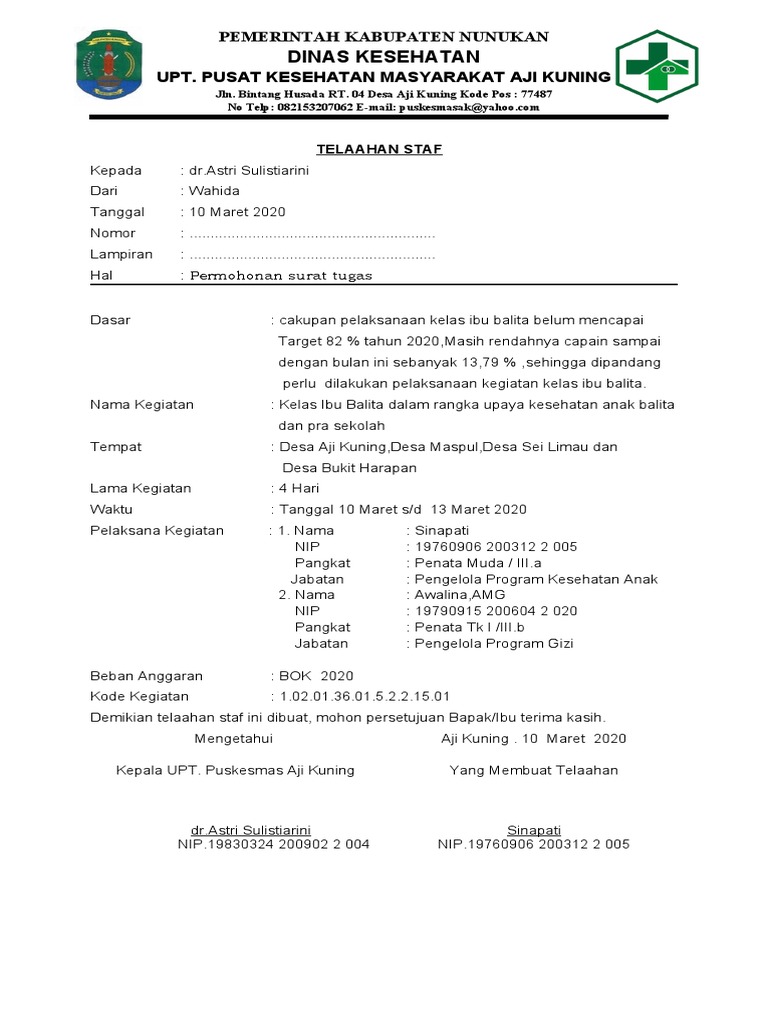 Format Telaahan Staf 2020 | PDF