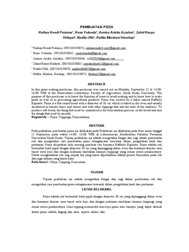Laporan Pembuatan Pizza | PDF