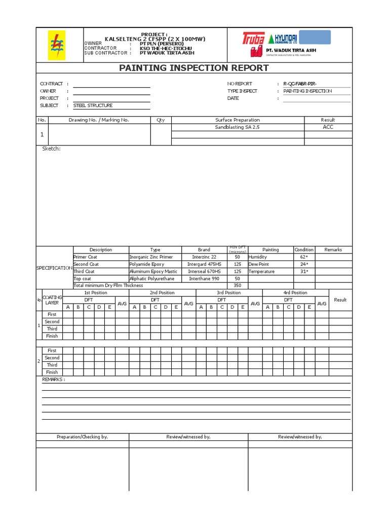 Painting Inspection Report for KALSELTENG 2 CFSPP (2 X 100MW) Steel ...