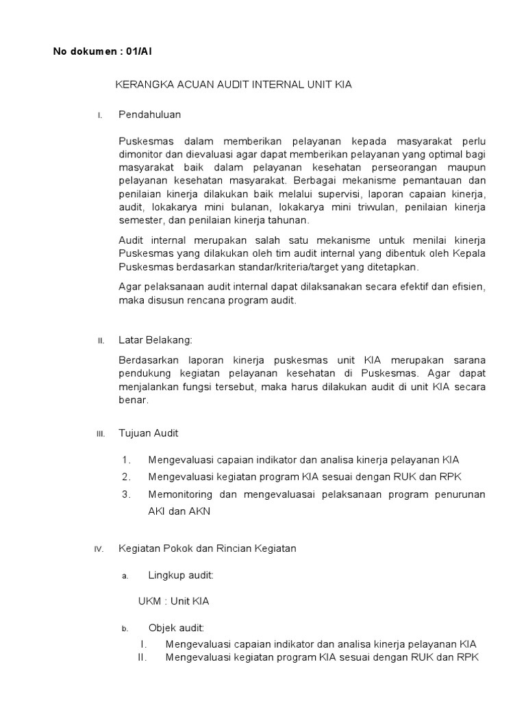 Kak Audit Internal Kia | PDF