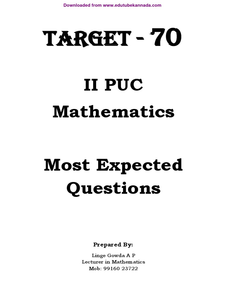 2nd Puc Maths Target-70 by Linge Gowda AP | PDF | Matrix (Mathematics ...