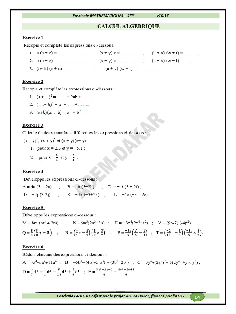 Fascicule Mathématiques 4ème ADEM | PDF | Sciences et mathématiques ...