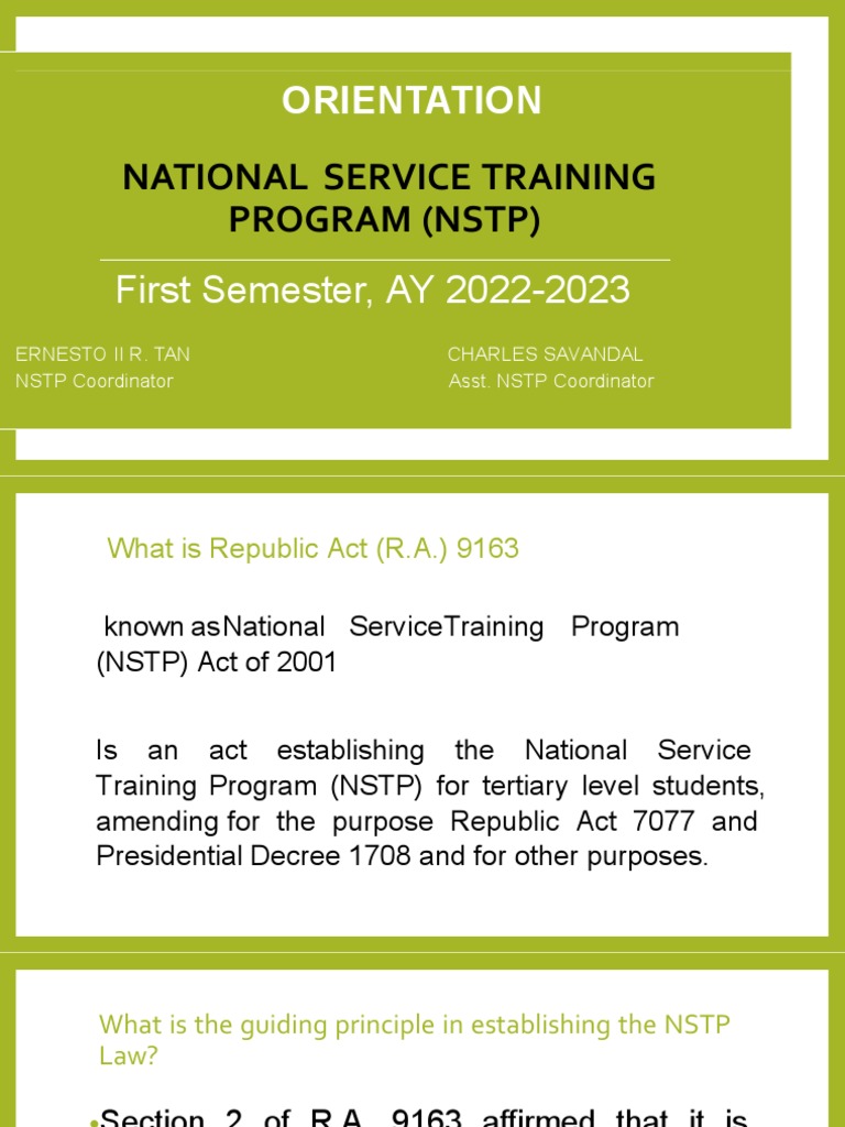 2022-2023 NSTP-Orientation | PDF