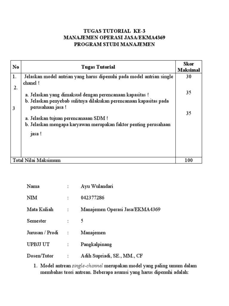 Ekma4369 Tugas3 Ayu Wulandari | PDF | Teknologi & Rekayasa