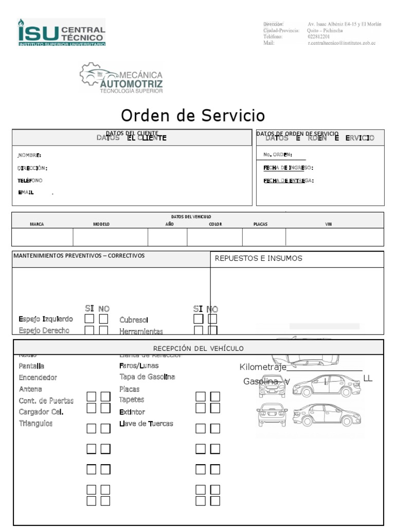 Formato de Orden de Servicio | PDF