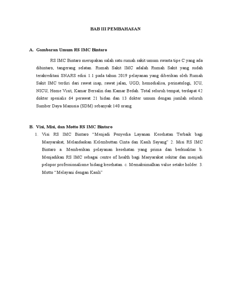 Profil RS IMC Bintaro Tipe C | PDF | Sains & Matematika