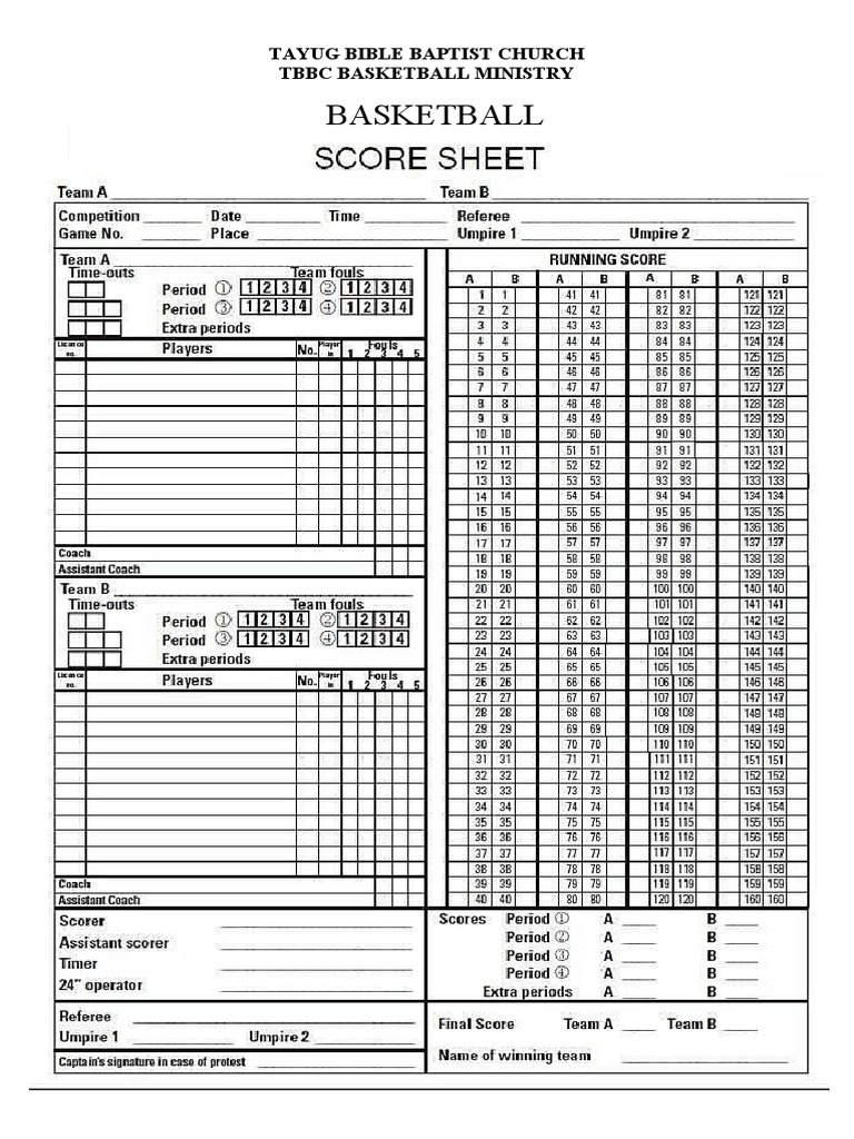Basketball Scoresheet | PDF
