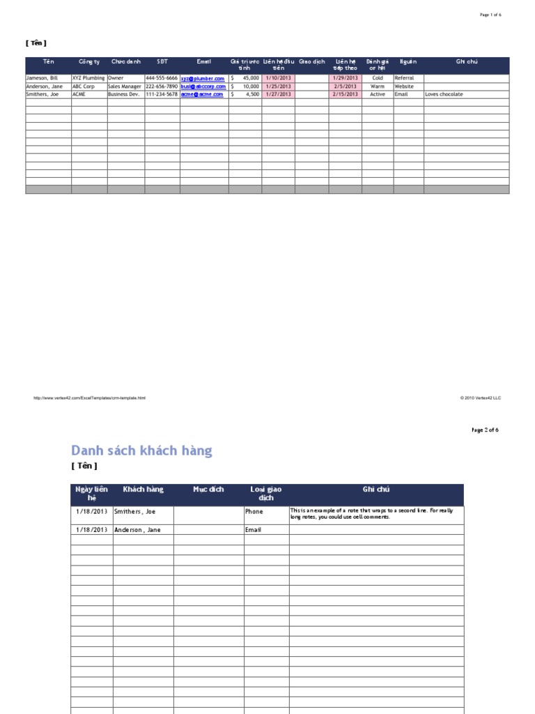 File Excel Quan Ly Khach Hang | PDF