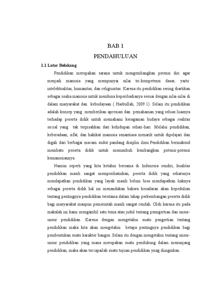 Pengertian Dan Unsur Pendidikan Pdf