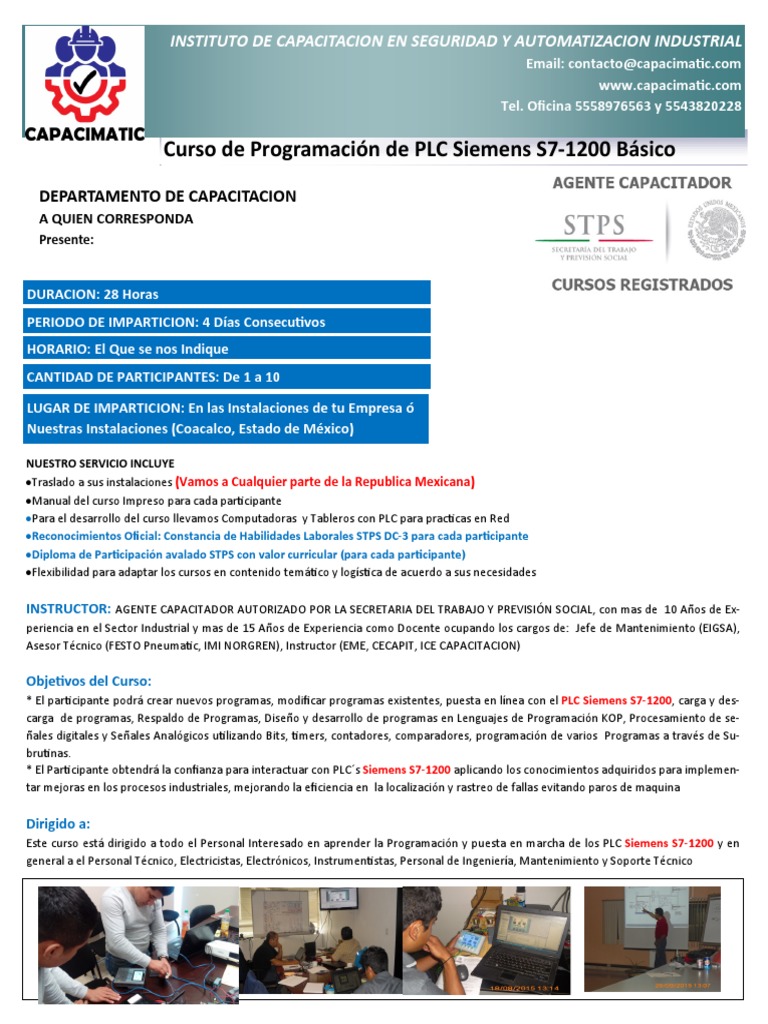 Temario Curso Plc S7 1200 Siemens Basico Pdf Controlador Lógico