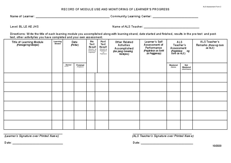 Record of Module Use | PDF | Learning | Behavior Modification