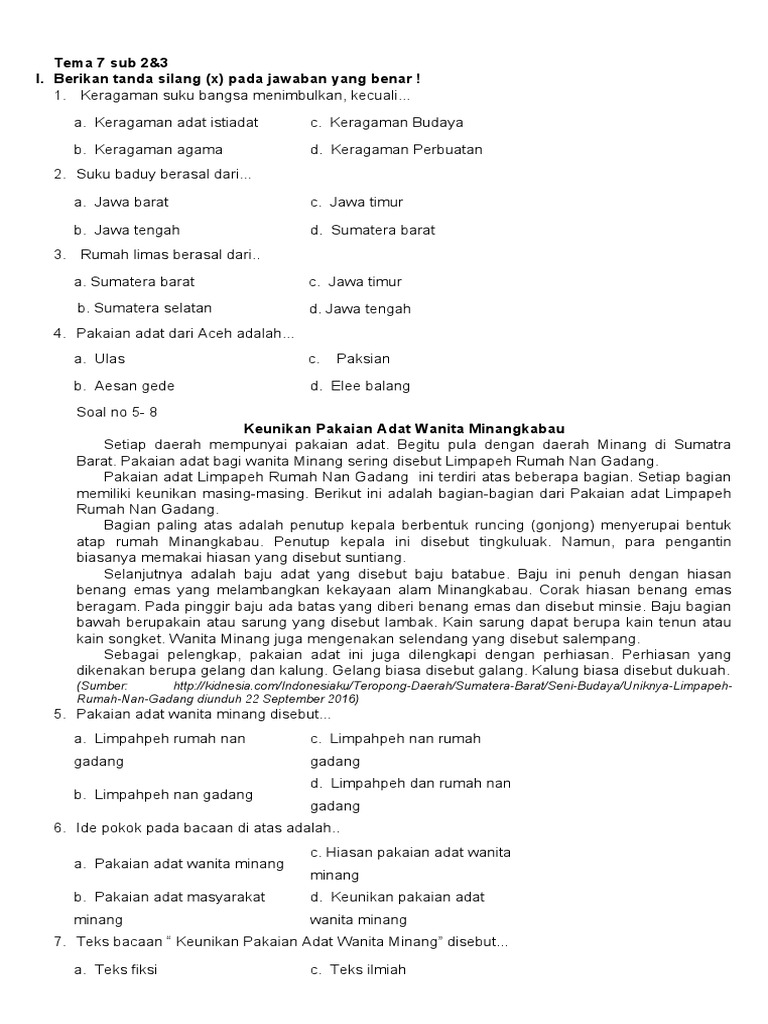 Soal Pts Tema 7 Sub 2 Dan 3 | PDF