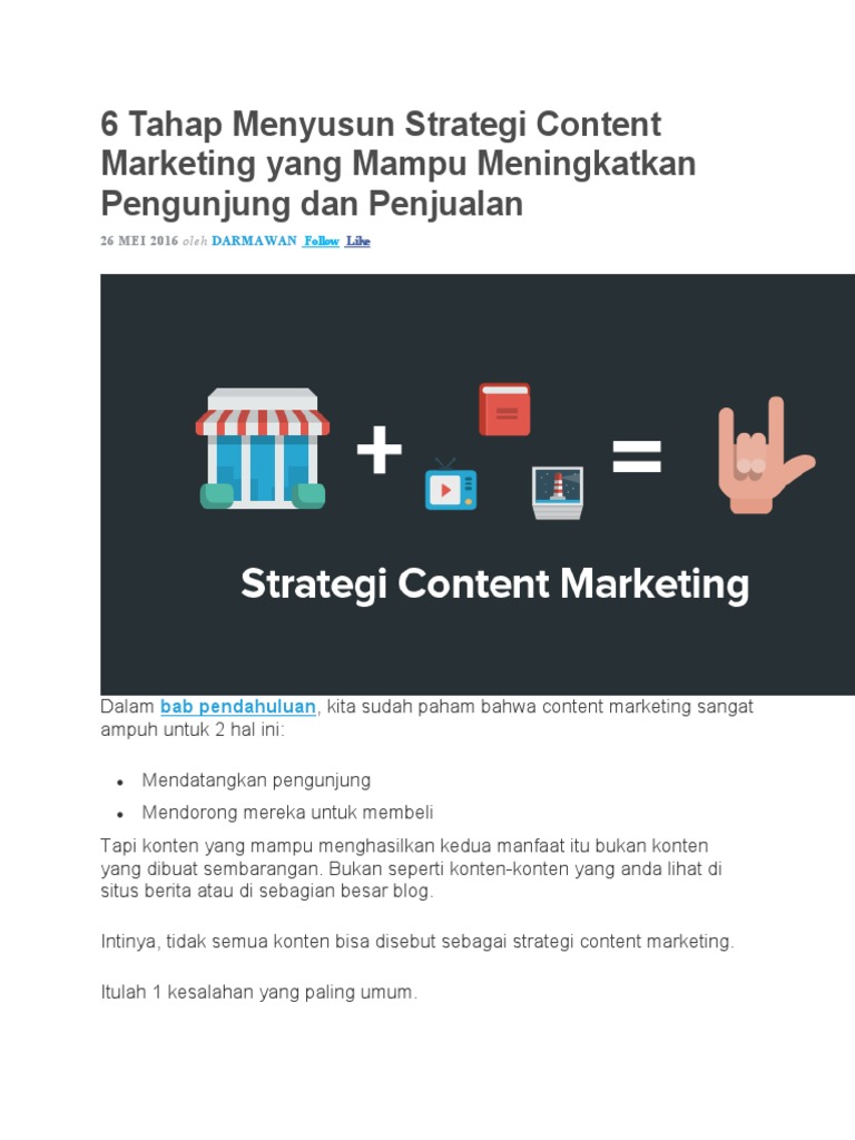 6 Tahap Menyusun Strategi Content Marketing Yang Mampu Meningkatkan Pengunjung Dan Penjualan | PDF