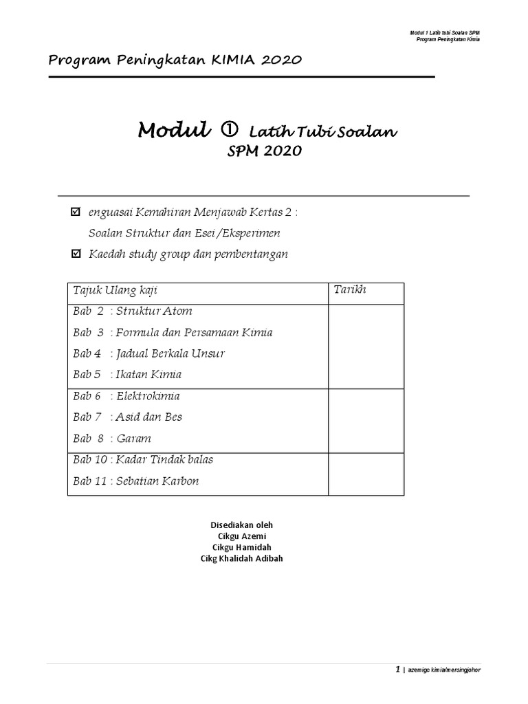2020 - Modul 1latih Tubi Soalan SPM | PDF