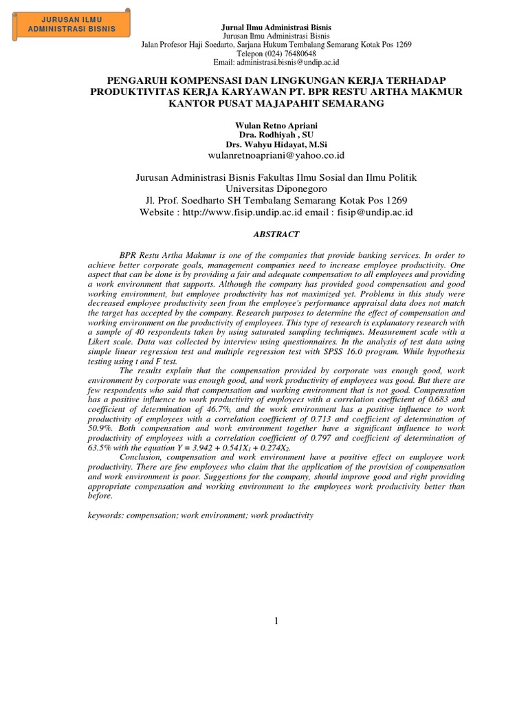 Pengaruh Kompensasi Dan Lingkungan Kerja | PDF | Scientific Method | Regression Analysis