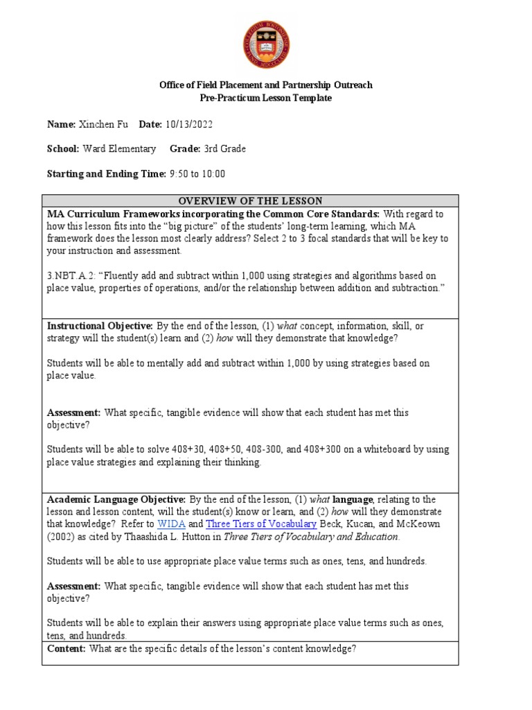 Pre-Practicum Lesson 10 Min Math | PDF | Individualized Education ...