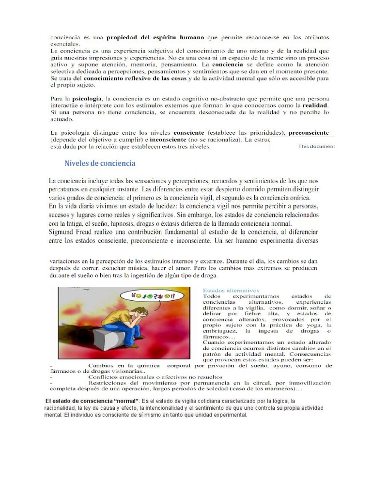 Estados de Consciencia y sus Características | PDF | Hipnosis | Dormir