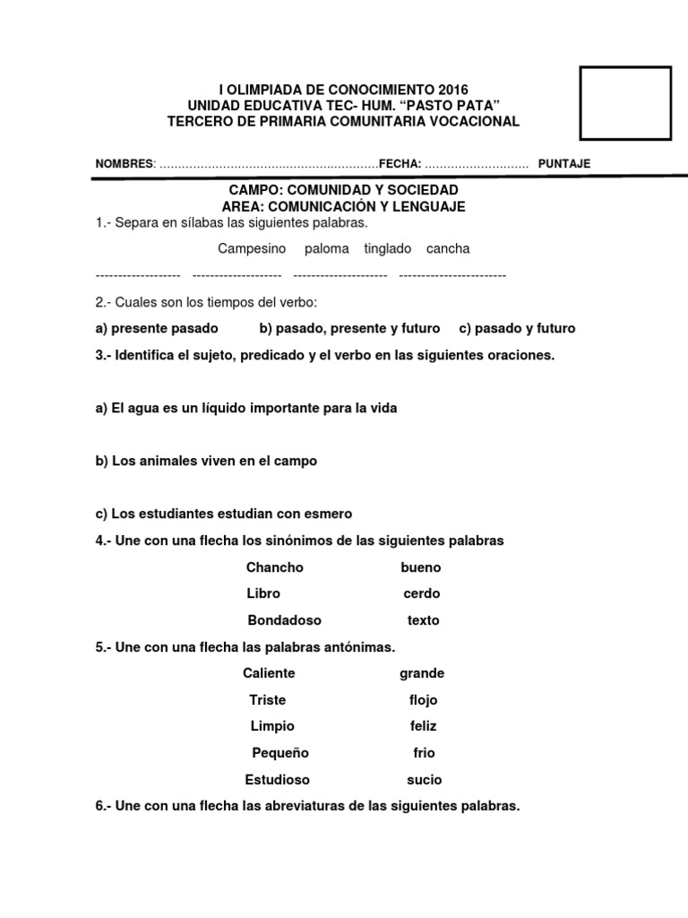 3ro de Primaria | PDF
