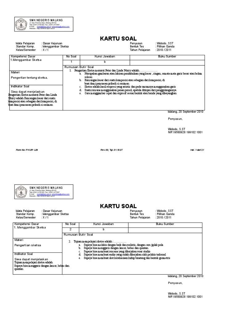 Latihan Soal Sketsa | PDF