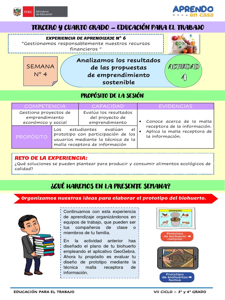 VI EXPERIENCIA DE APRENDIZAJE - ACT 4 - 3° y 4° GRADO - SEM 4 | Descargar gratis PDF ...
