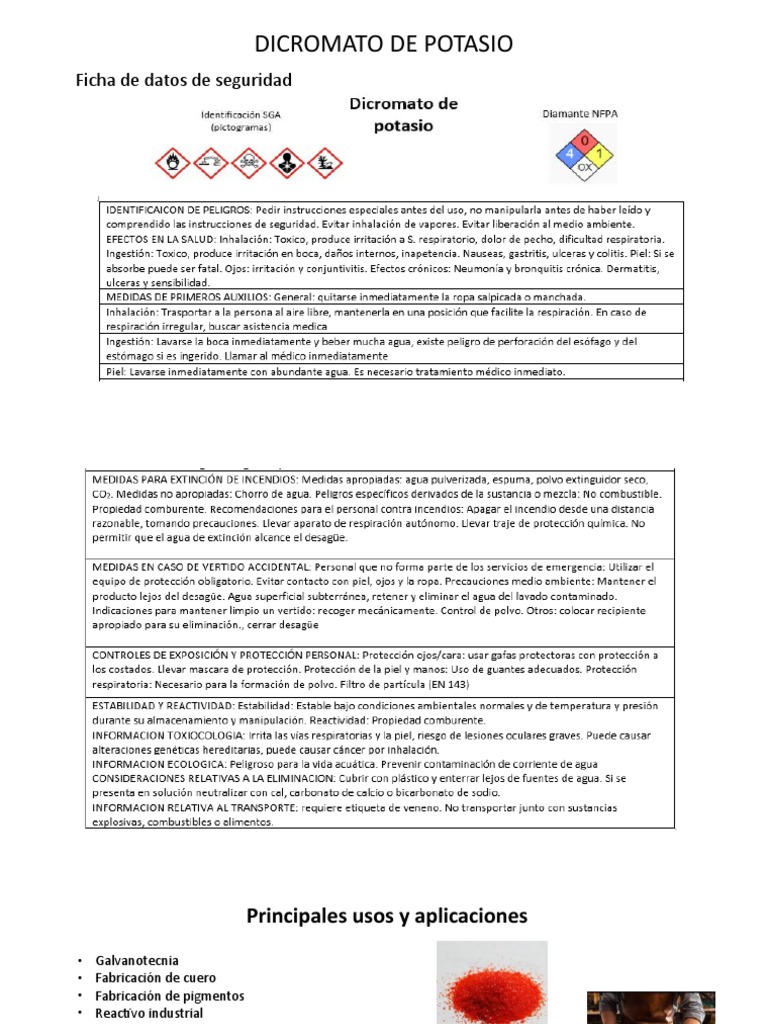 Dicromato de Potasio | PDF | Solubilidad | Agua